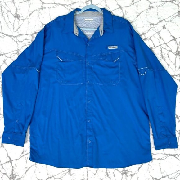 Columbia | Shirts | Columbia Pfg Fishing Shirt Mens Xxl Bright Blue ...